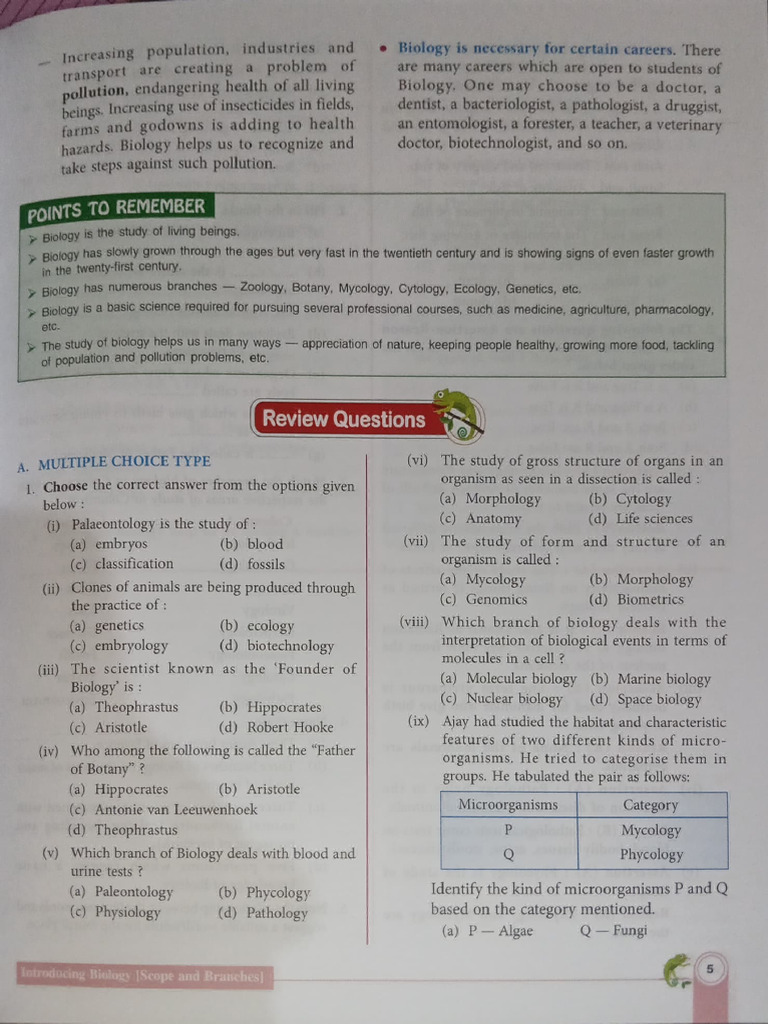 Biologyquestion Ch 1 to 7d | PDF | Tissue (Biology) | Morphology (Biology)