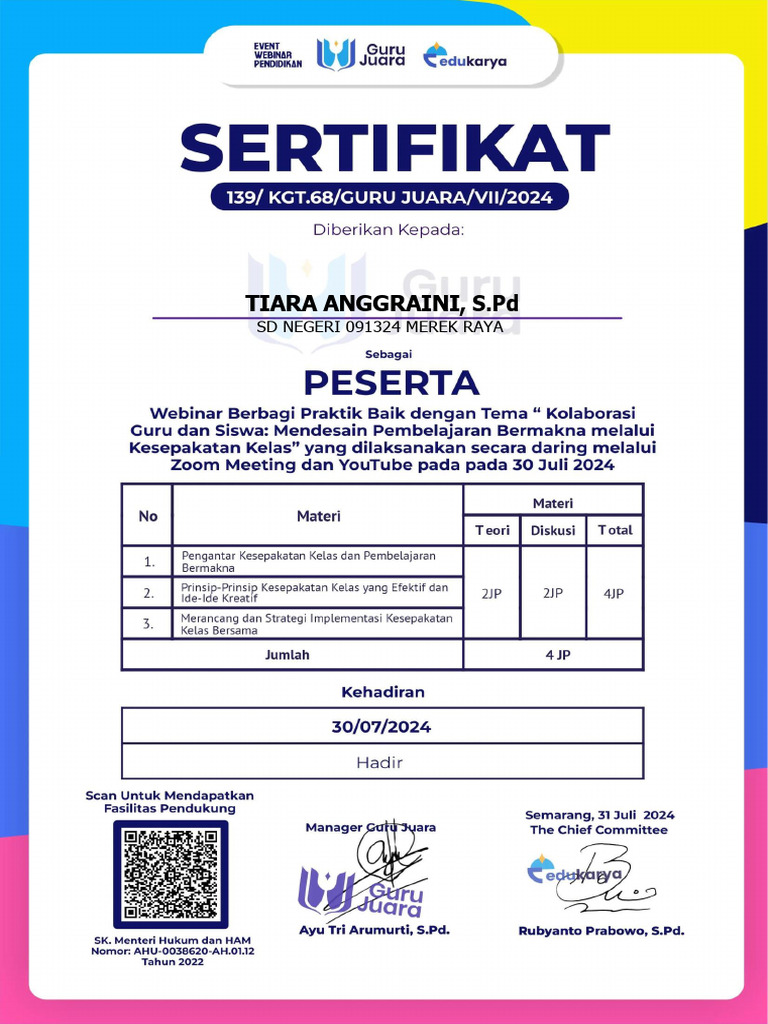 Sertifikat Seminar Pendidikan | PDF