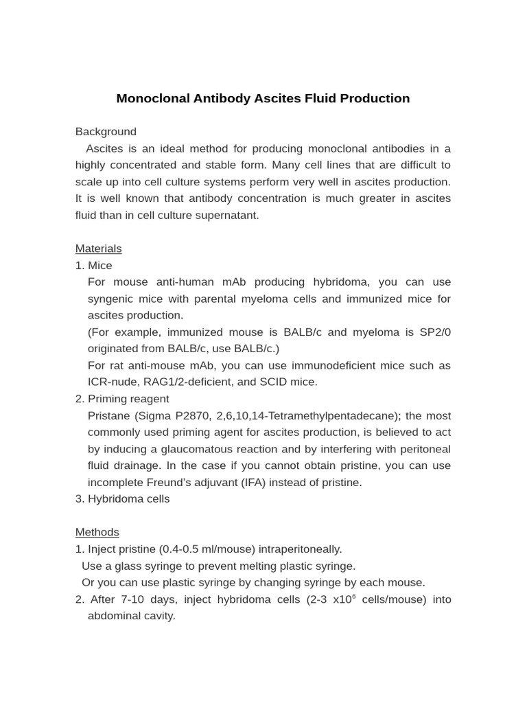 Ascites Fluid Production | PDF