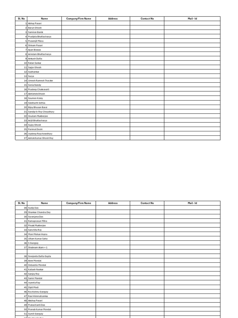 Contact List of Companies and Individuals | PDF