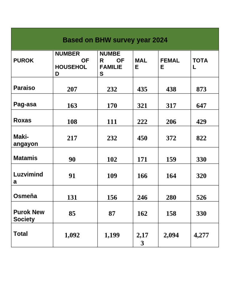 2024 BHW Household Survey Data | PDF