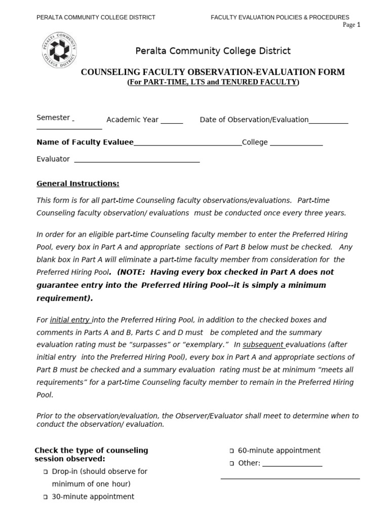 Counseling Faculty Observation Evaluation Form | PDF | Knowledge ...