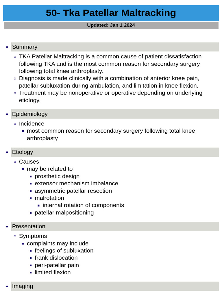 BC OB24 50 - Tka Patellar Maltracking | PDF