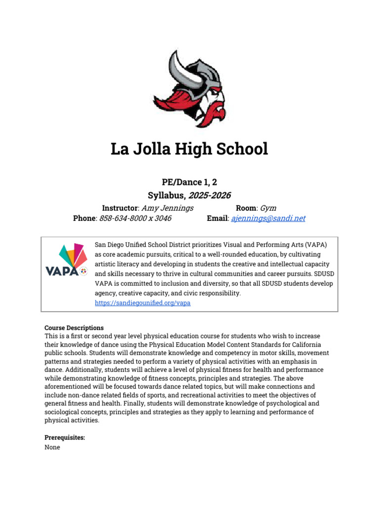 PE - Dance Syllabus 25-26 | PDF | Physical Education | Knowledge