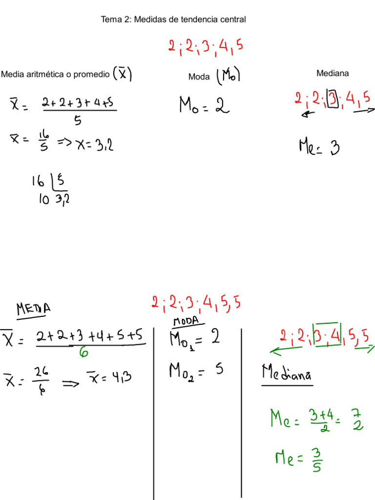 Explicación de Media Aritmetica o Promedio | PDF