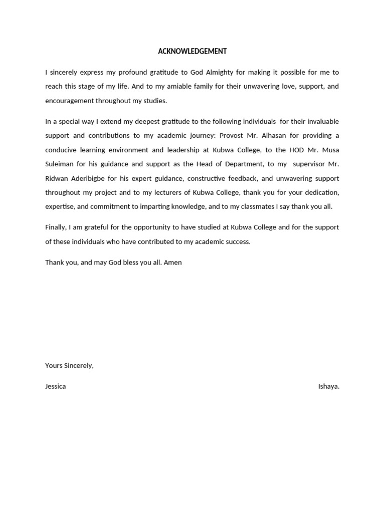 Acknowledgement & Dedication | PDF