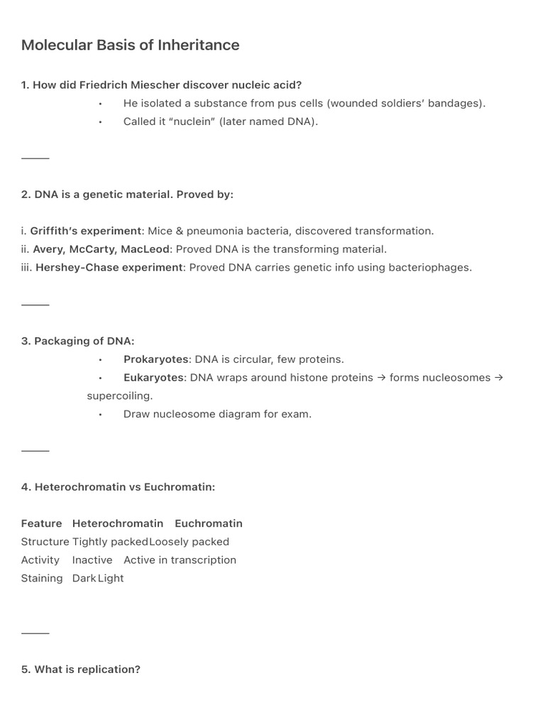 Molecular Basis of Inheritance | PDF | Dna | Messenger Rna