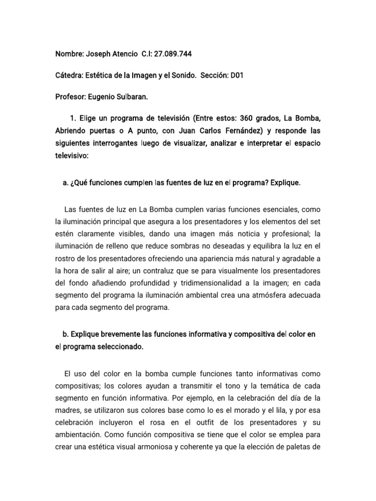 Joseph Atencio Evaluacion Unid 2 Tema 2 y 3 | PDF | Sombra | Color