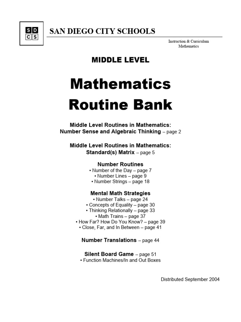 Middle Level Math Routines Guide | PDF | Division (Mathematics) | Numbers