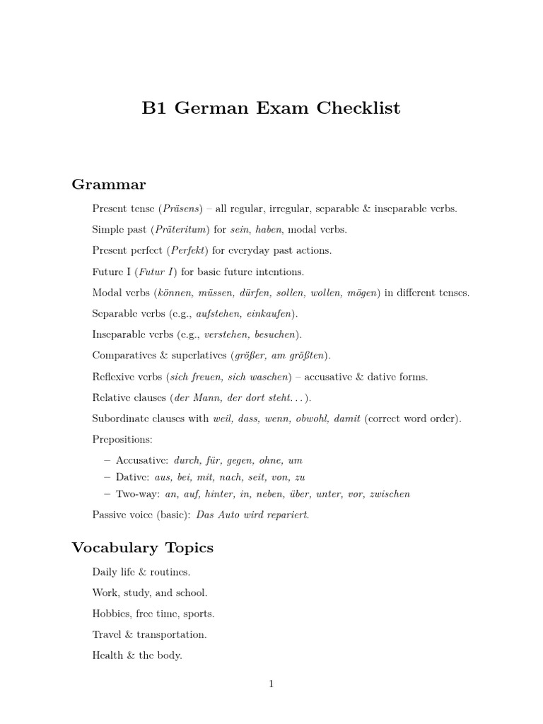 B1 Checklist | PDF