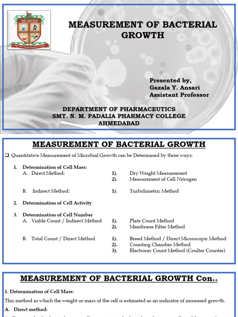 Bacterial Growth Measurement Methods | PDF | Bacteria | Absorbance