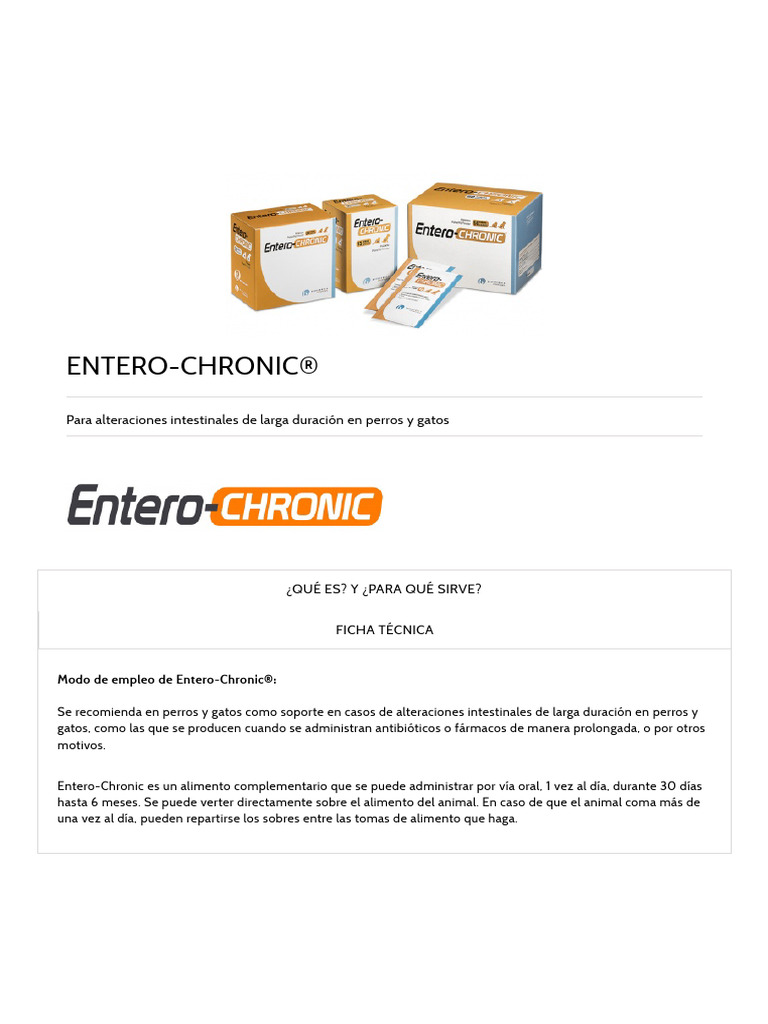Entero-Chronic®: Soporte Intestinal para Mascotas | PDF