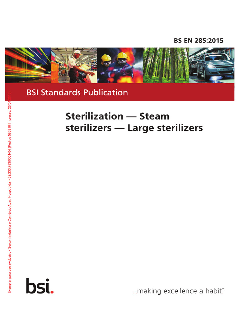 BS en 285-2015 Sterilization - Steam Sterilizers - Large Sterilizers | PDF