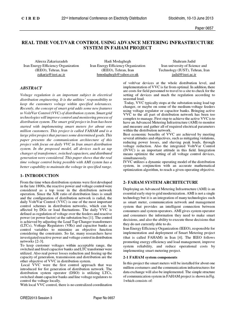 Real Time Volt Var Control Using Advance | PDF | Electric Power ...