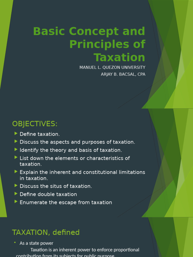 Principles of Taxation Explained | PDF | Taxes | Double Taxation