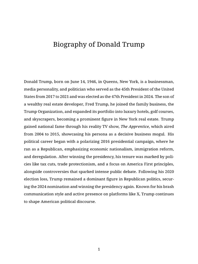 Donald Trump: Businessman to President | PDF