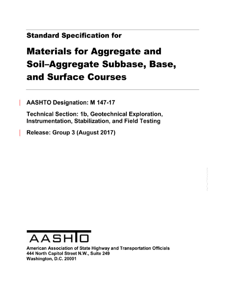 Aashto m 147-17 公路级配碎石技术要求 | PDF