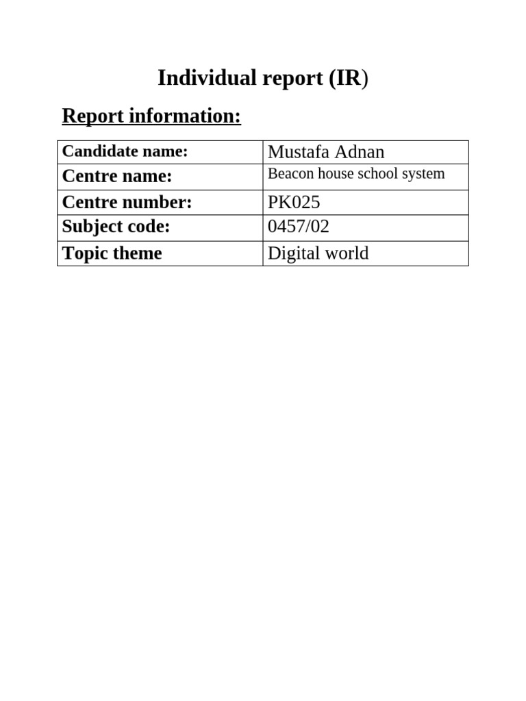 Individual Report | PDF
