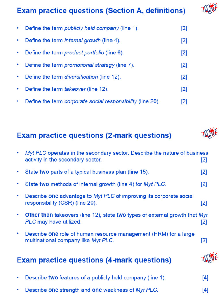 Myt PLC Exam Practice Questions | PDF | Corporate Social Responsibility ...