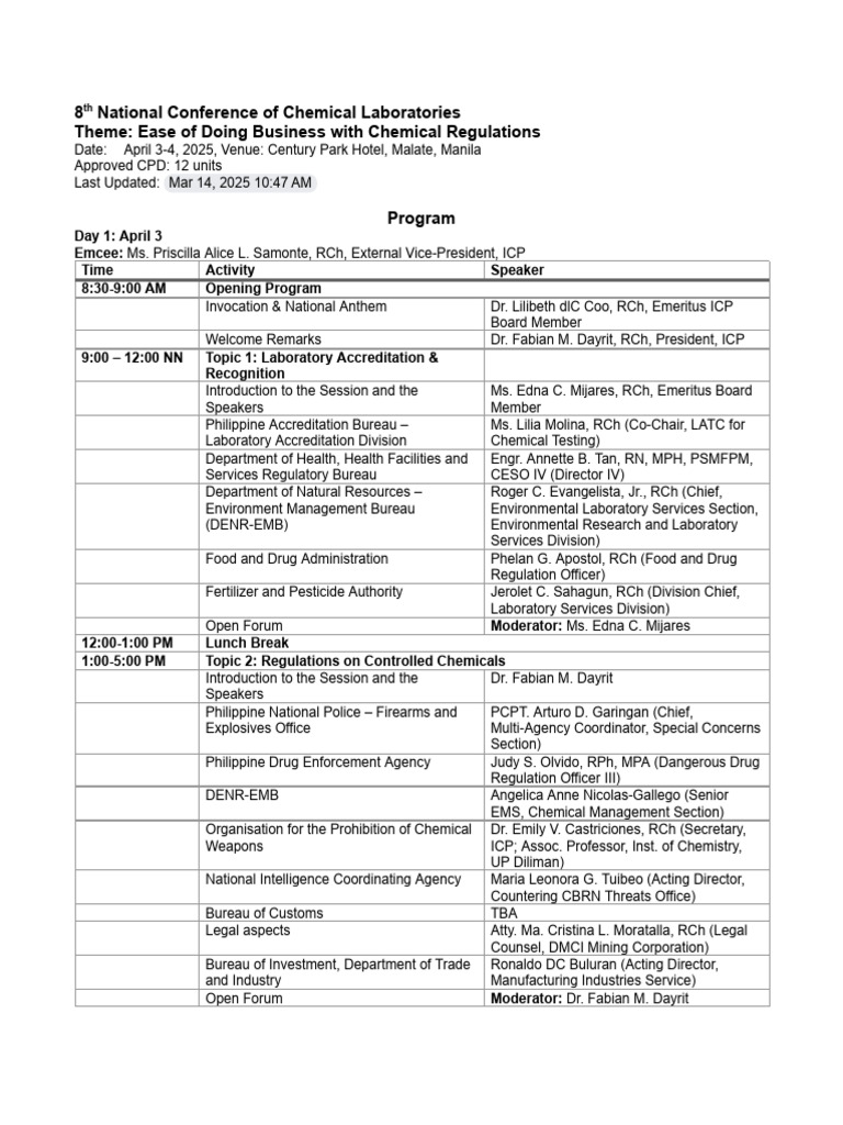 8NCCL - Program and Speakers | PDF