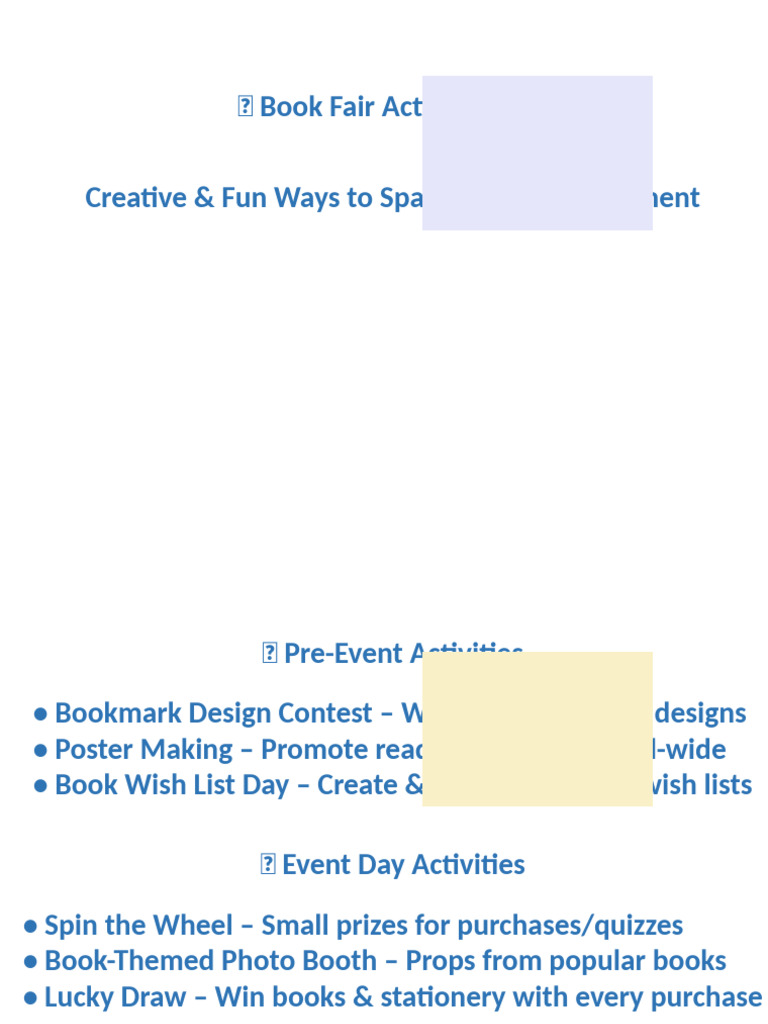 Book Fair Activities Enhanced | PDF