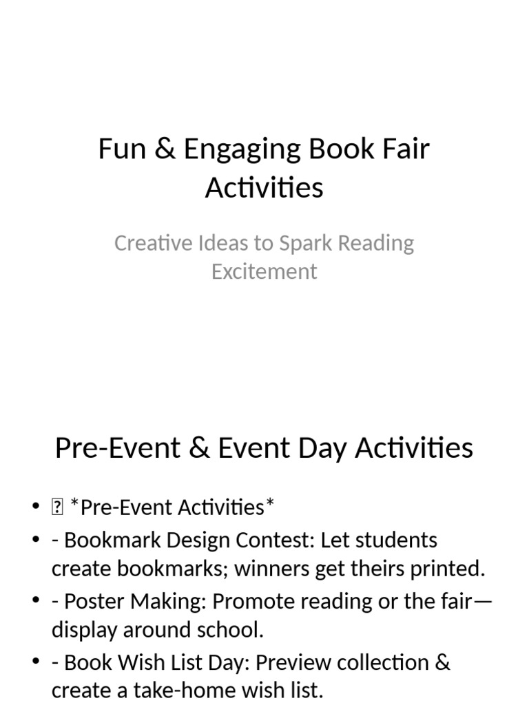 Book Fair Activities Presentation | PDF