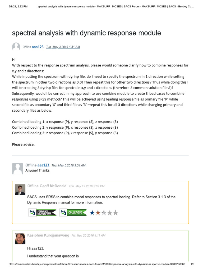 Spectral Analysis With Dynamic Response Module - MAXSURF - MOSES - SACS Forum - MAXSURF - MOSES ...
