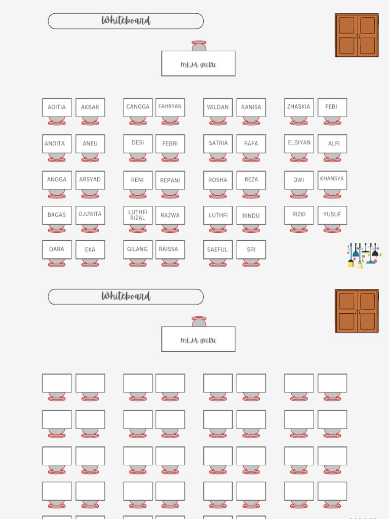 Classroom Seating Plan Document in Simple Greyscale Style | PDF