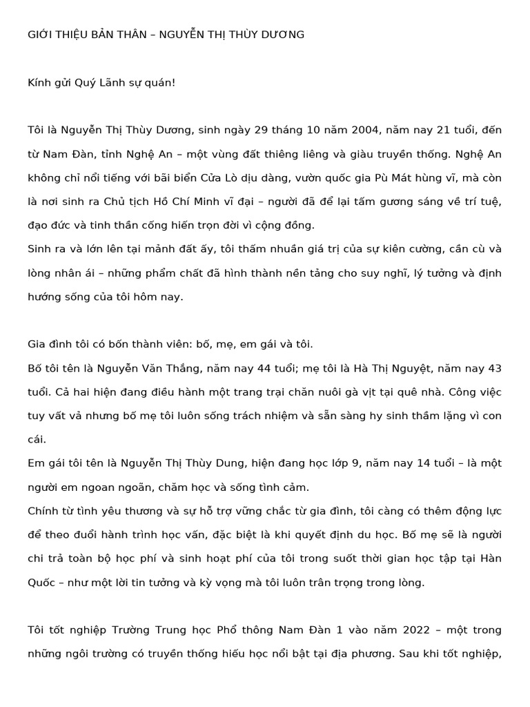 Gioi Thieu Ban Than Nguyen Thi Thuy Duong | PDF