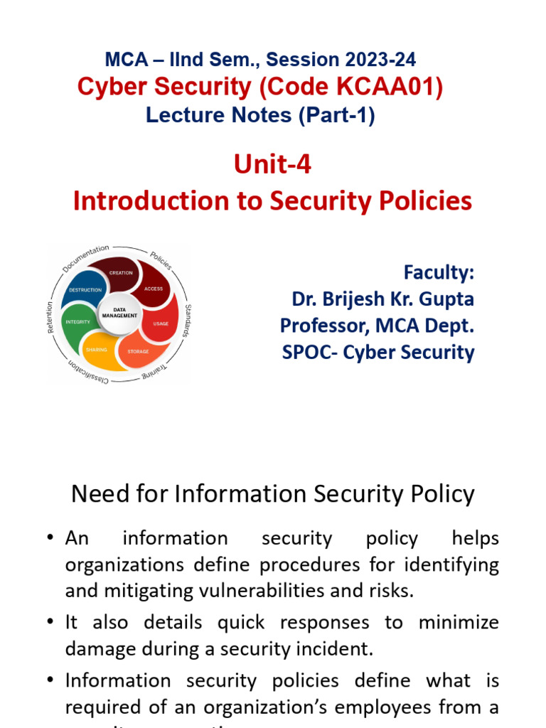 Lecture Notes Part 1 Unit 4 Cyber Security KCAA01 | PDF | Information ...