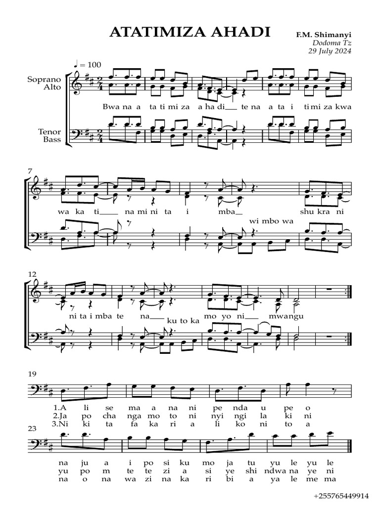 Atatimiza Ahadi - Full Score | PDF