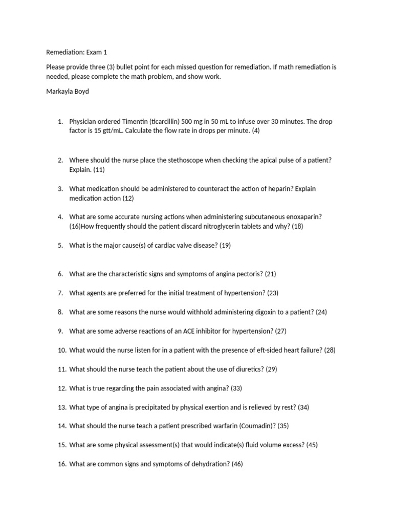 Remediation Exam 1 Markayla | PDF