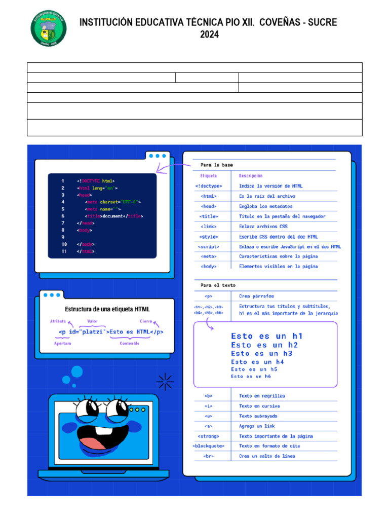 Guía de Aprendizaje: Etiquetas HTML | PDF