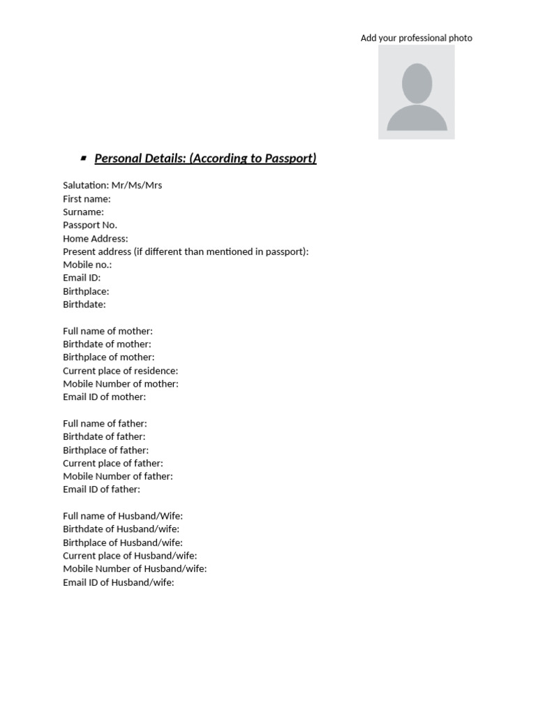 CV Questionnaire | PDF | Qualifications