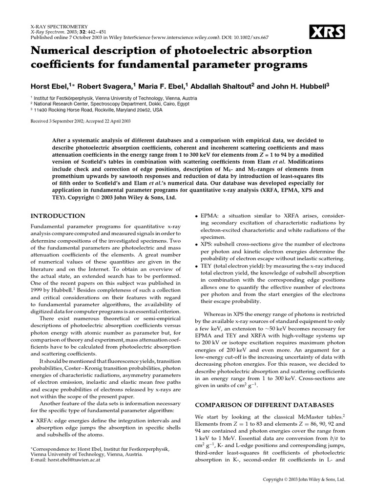 Photoelectric Absorption Coefficients Analysis | PDF | Electronvolt ...