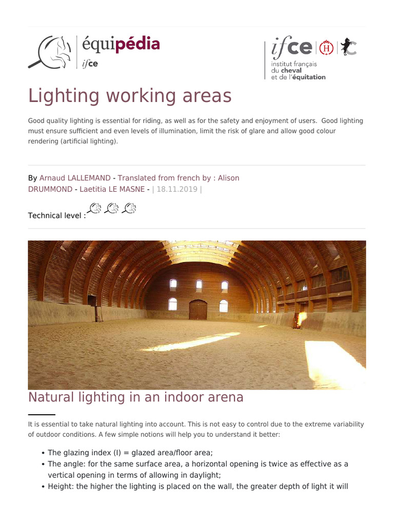 Lighting working areas - para equinos, arenas | PDF | Lighting | Architectural Elements