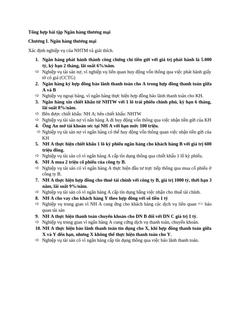 TỔNG HỢP BÀI TẬP VÍ DỤ NHTM | PDF