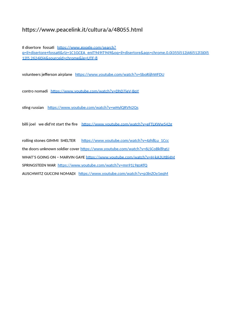 Canzoni Per La Pace | PDF