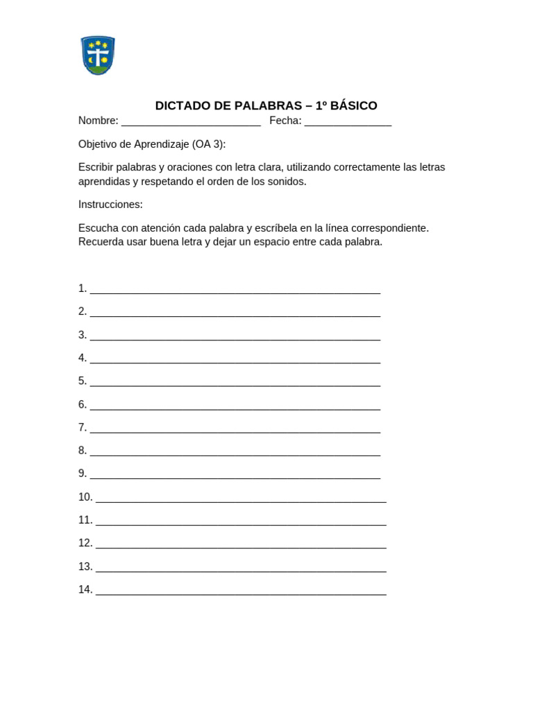 Formato de Dictado para Niños | PDF
