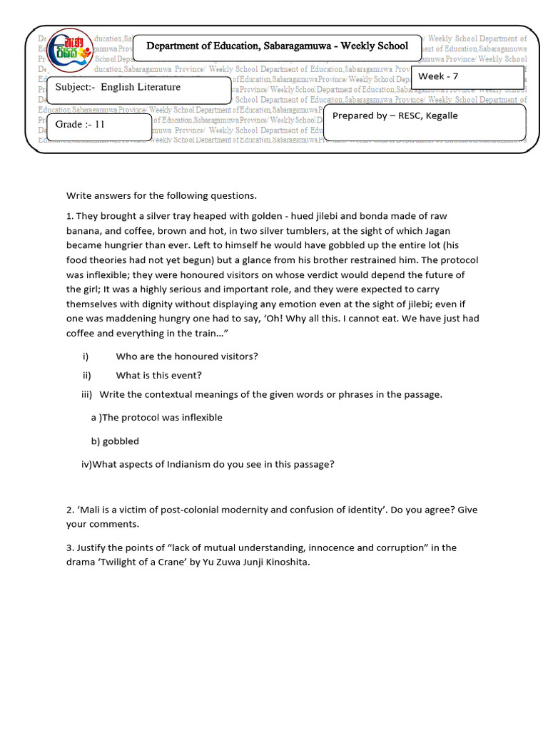 English Literature Week 7 | PDF