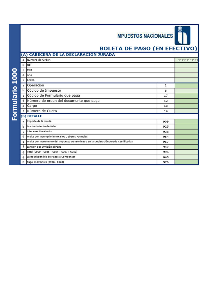 Boleta de Pago Formulario 1000 | PDF