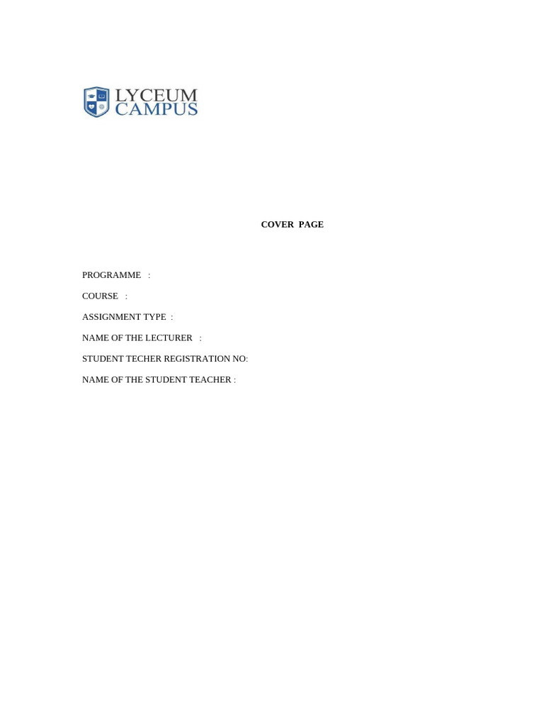 Assignment Cover Page | PDF