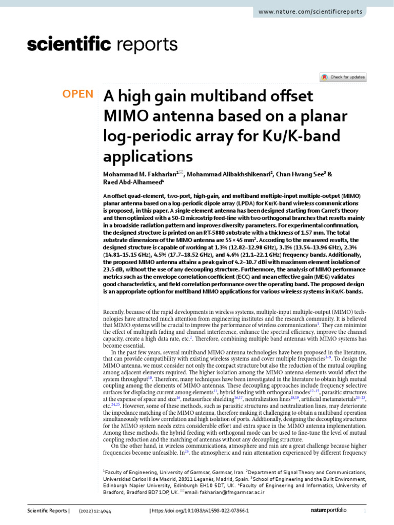 A High Gain Multiband Offset MIMO Antenna Based On | PDF | Antenna ...