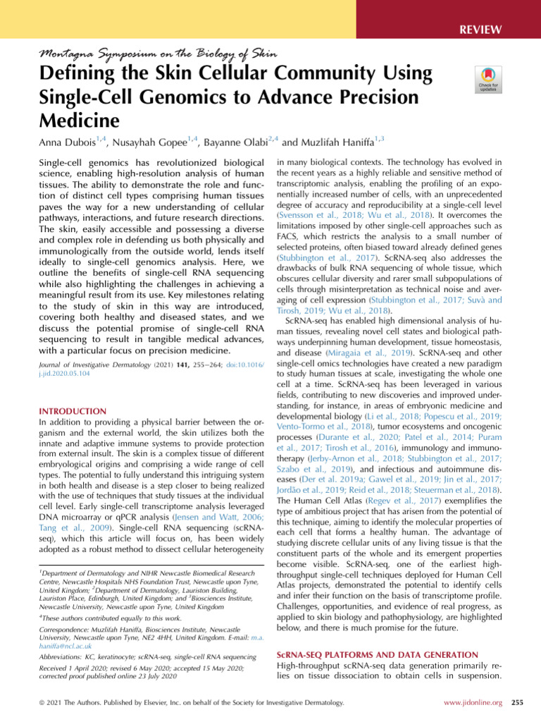 Single-Cell Genomics in Skin Research | PDF | Dna Sequencing ...