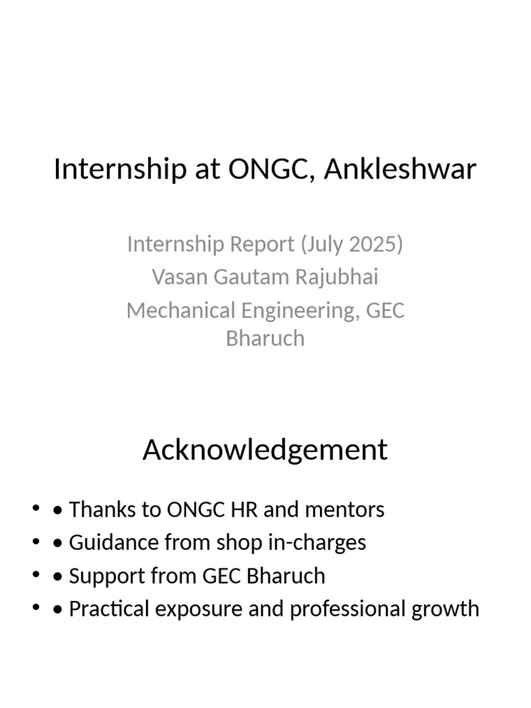 ONGC Internship Presentation | PDF