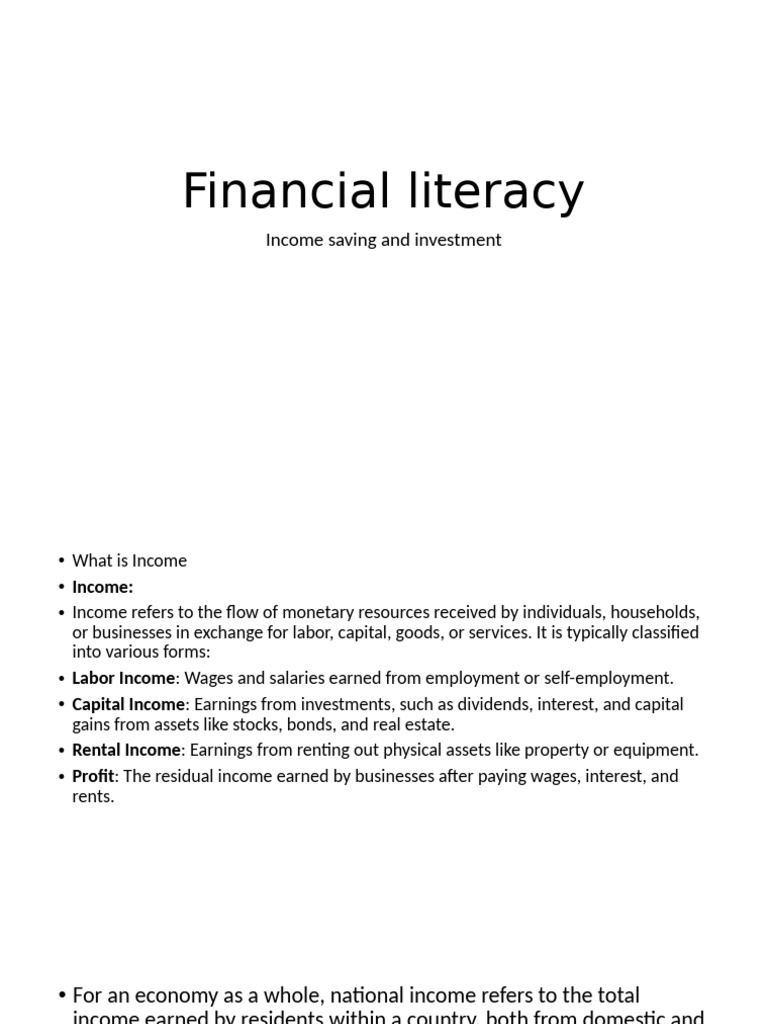 Financial Literacy | PDF | Income | Investing