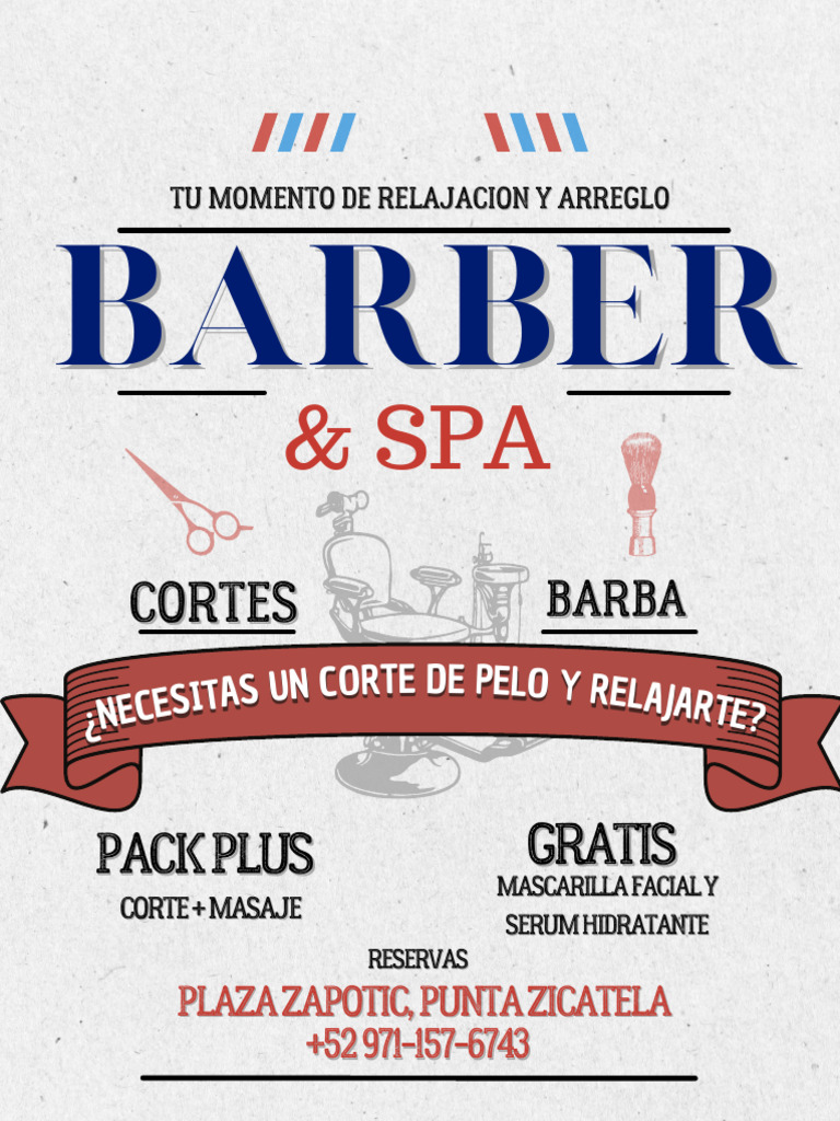 Flyer para promoción de barbería ilustrada negra y roja.pdf | PDF