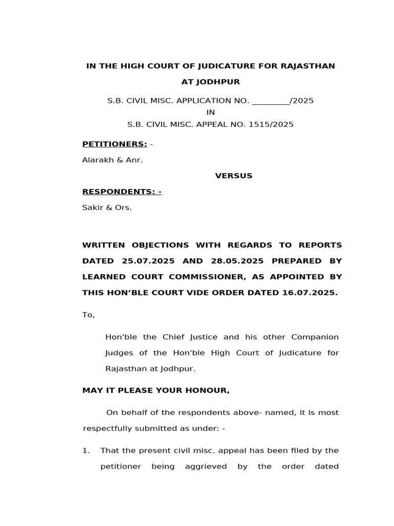 Objection to Commissioner Report | PDF | Affidavit