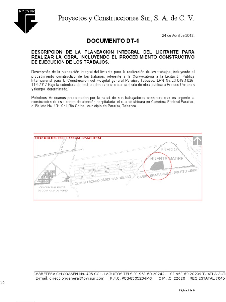 DT-1 Planeación Integral Inc. Proc. Const. EJEMPLO | PDF | Calidad (comercial) | Fabricación e ...