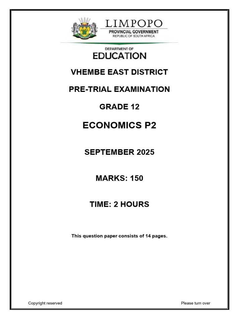 Economics P2 Prep Sept 2025 QP Eng | PDF | Inflation | Monopoly